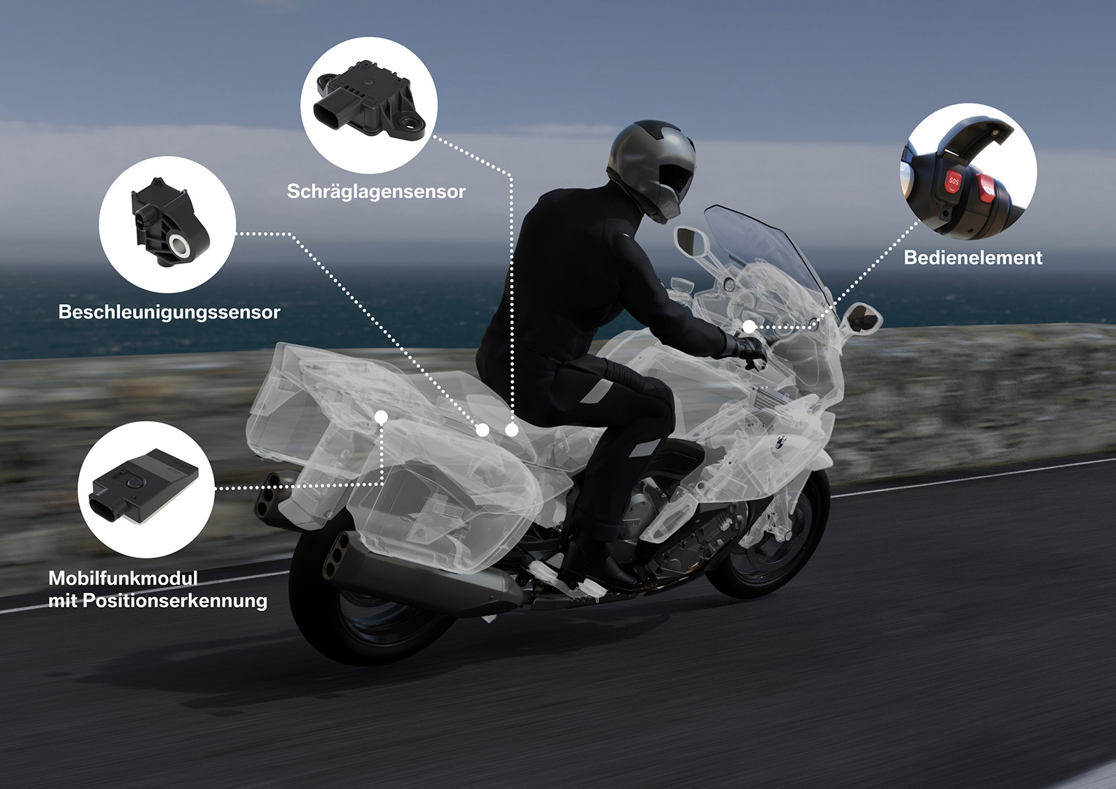 BMW Motorrad Notrufsystem Motorblock